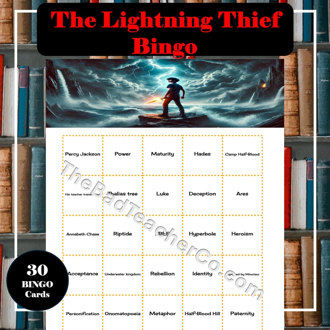 The Lightning Thief Game|30 BINGO Cards|30 Call Out Cards|5th-8th Elar ...