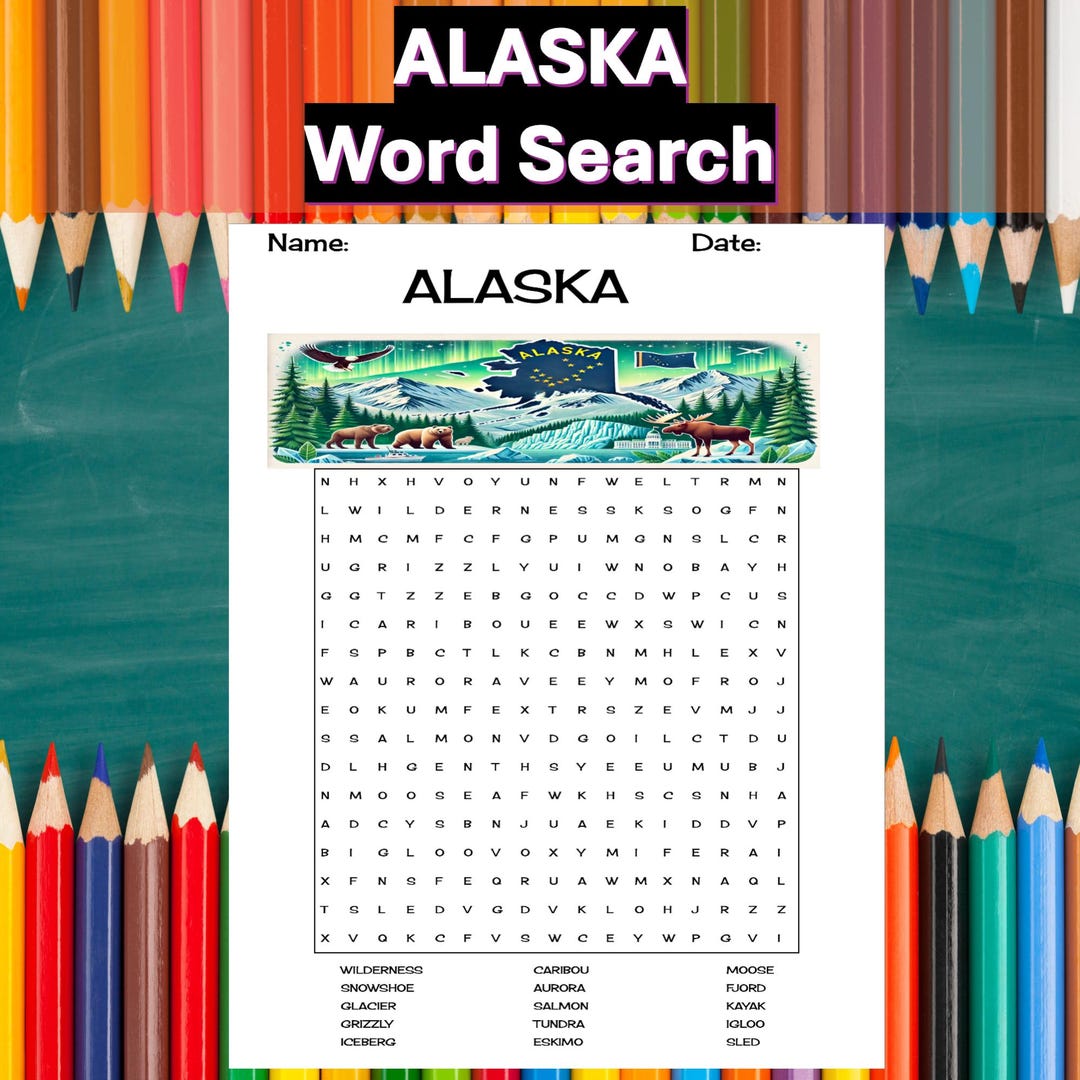 ALASKA Word Search Puzzle and Answer Key|us States Worksheet|social ...