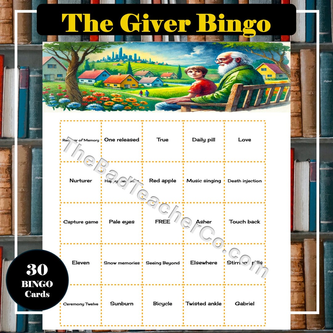The Giver Book Bingo Game|30 BINGO CARDS|30 Call Out Cards|4th-6th ELAR ...