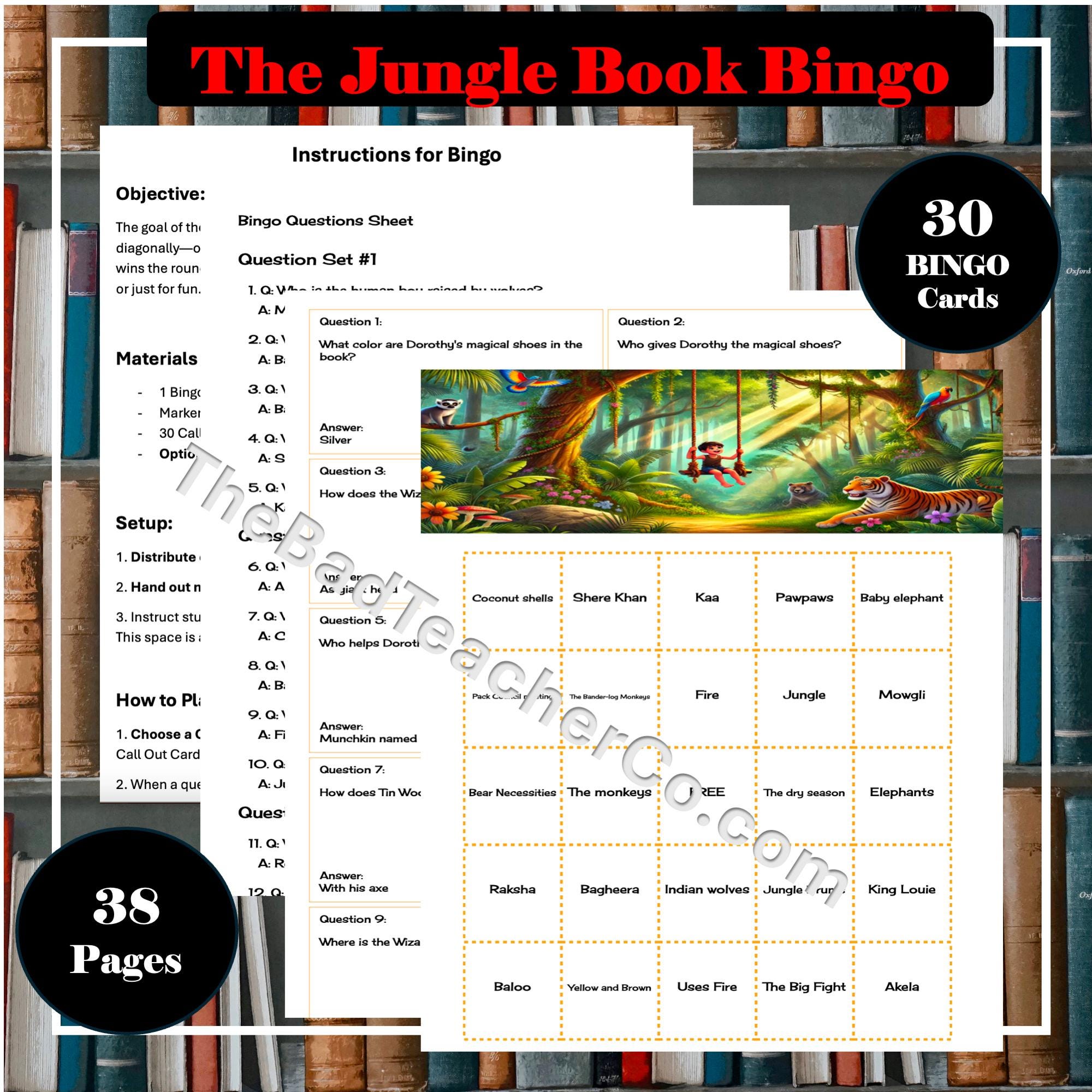 The Jungle Book Bingo Game|30 BINGO Cards|30 Call Out Cards|5th-7th ...