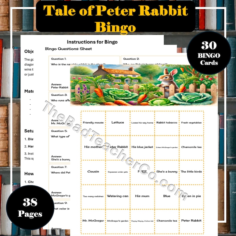 Tale of Peter Rabbit Bingo Game|30 BINGO Cards|30 Call Out Cards|3rd ...