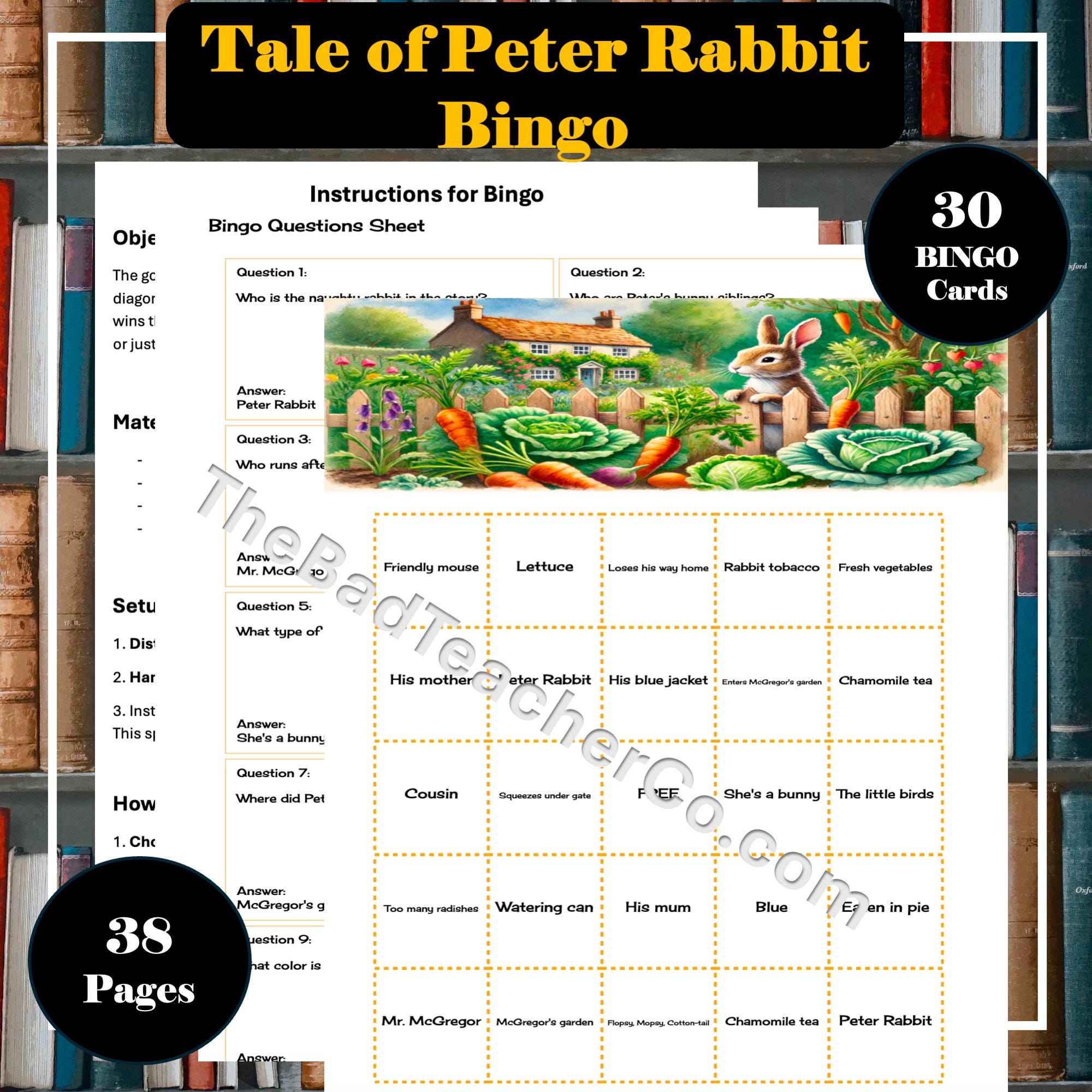 Tale of Peter Rabbit Bingo Game|30 BINGO Cards|30 Call Out Cards|3rd ...