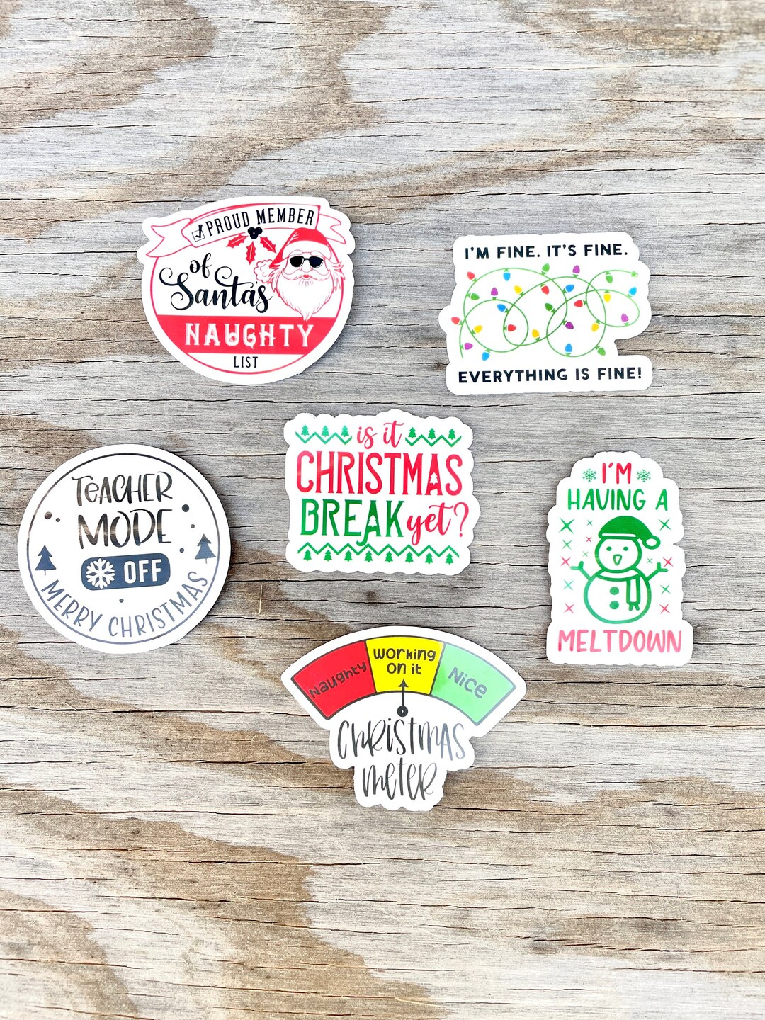 Teacher Christmas Sticker 6 Pack| Vinyl Stickers| Funny Christmas ...