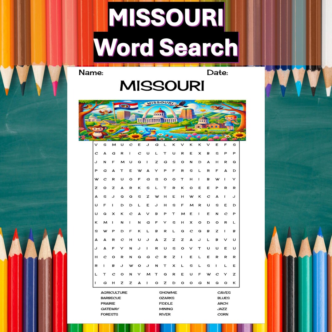 MISSOURI Word Search Puzzle and Answer Key|us States Worksheet|social ...