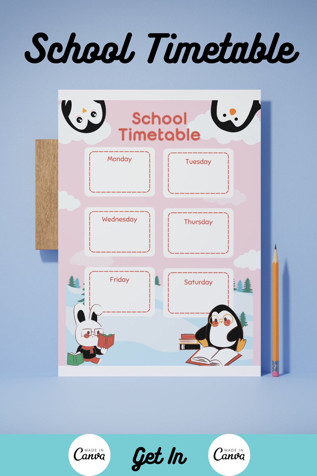 Cute Penguin School Timetable - Etsy