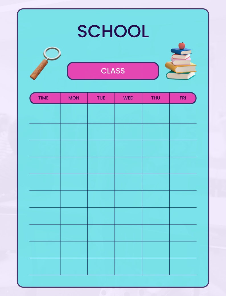 Simple Design School Timetable - Etsy