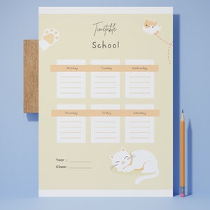 Cute Cat Shool Timetable - Etsy