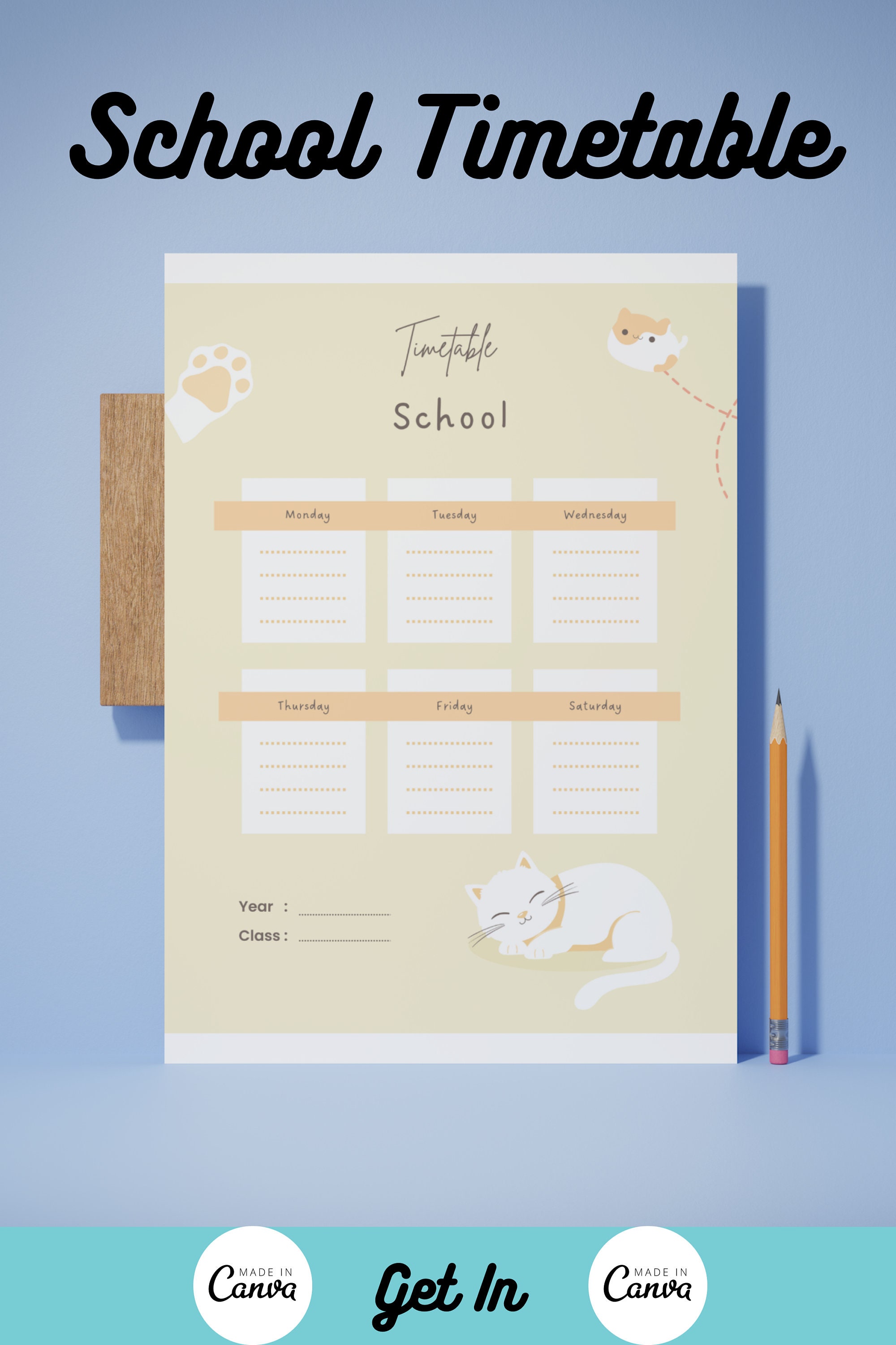 Cute Cat Shool Timetable - Etsy