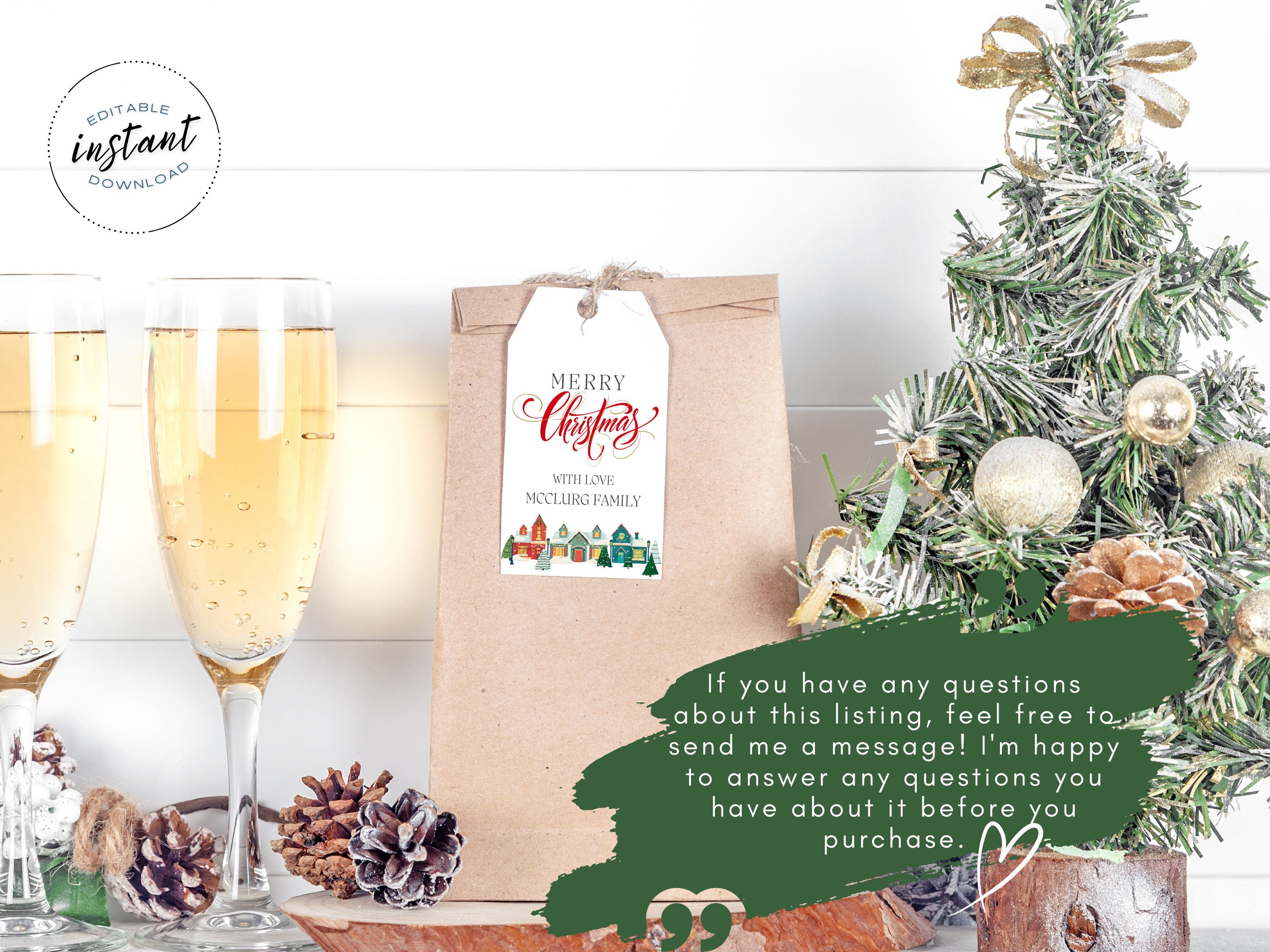 Christmas Gift Tag Printable, Printable Merry Christmas Gift Tag ...