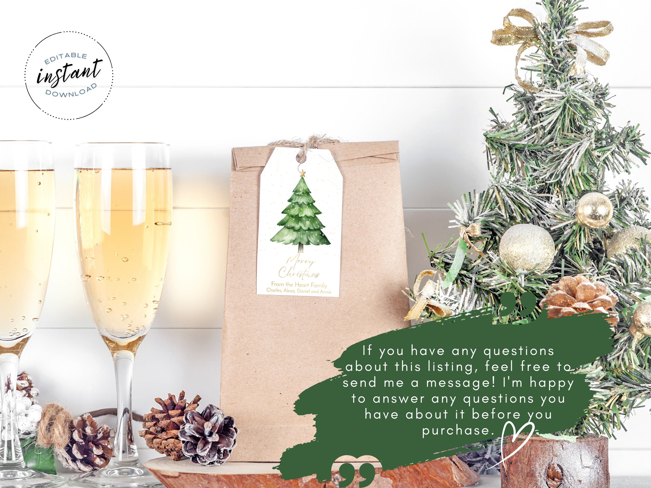 Editable Christmas Favor Tag, Printable Christmas, Party Favor Tag ...