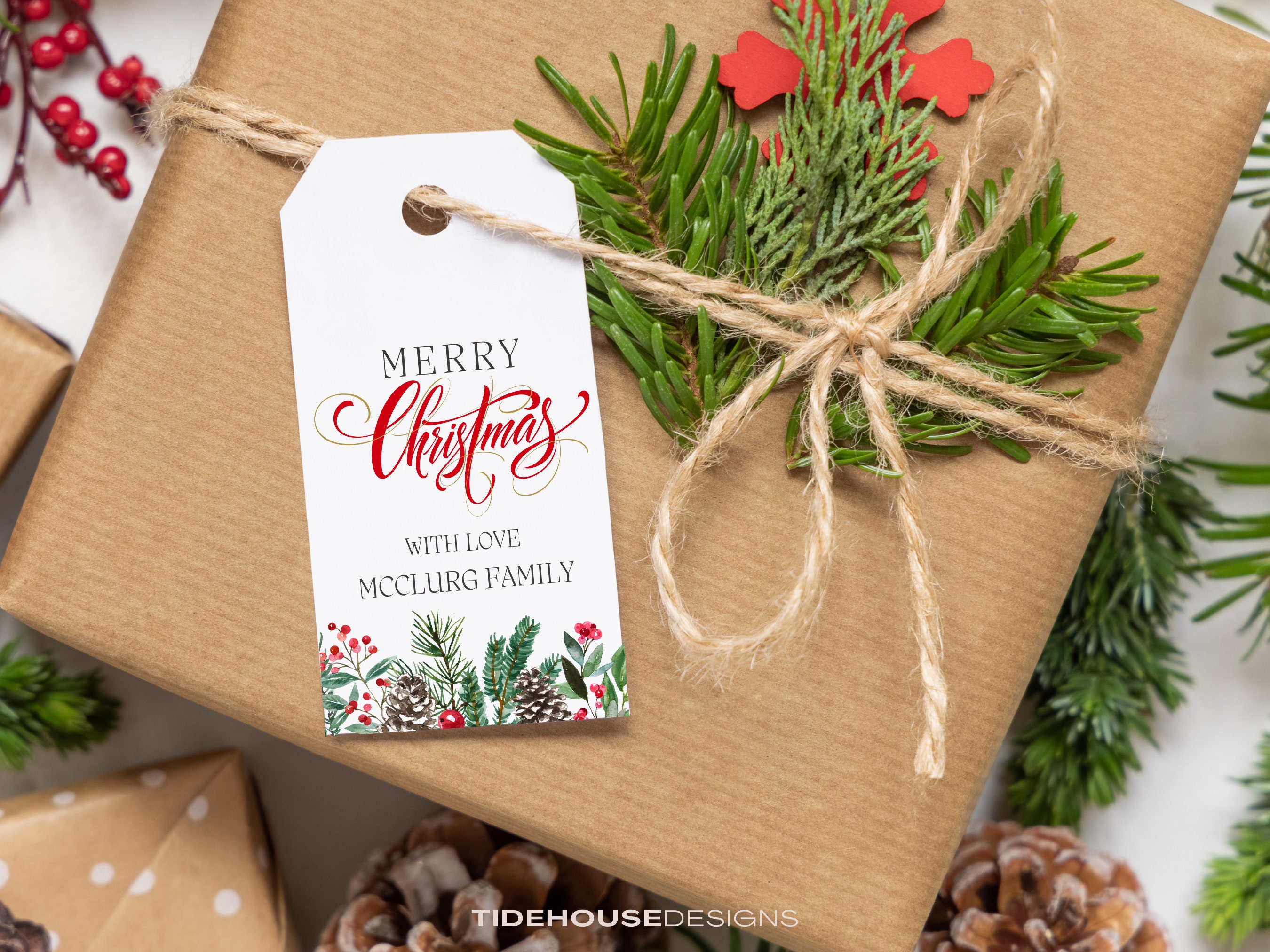 Christmas Gift Tag Printable, Printable Merry Christmas Gift Tag ...