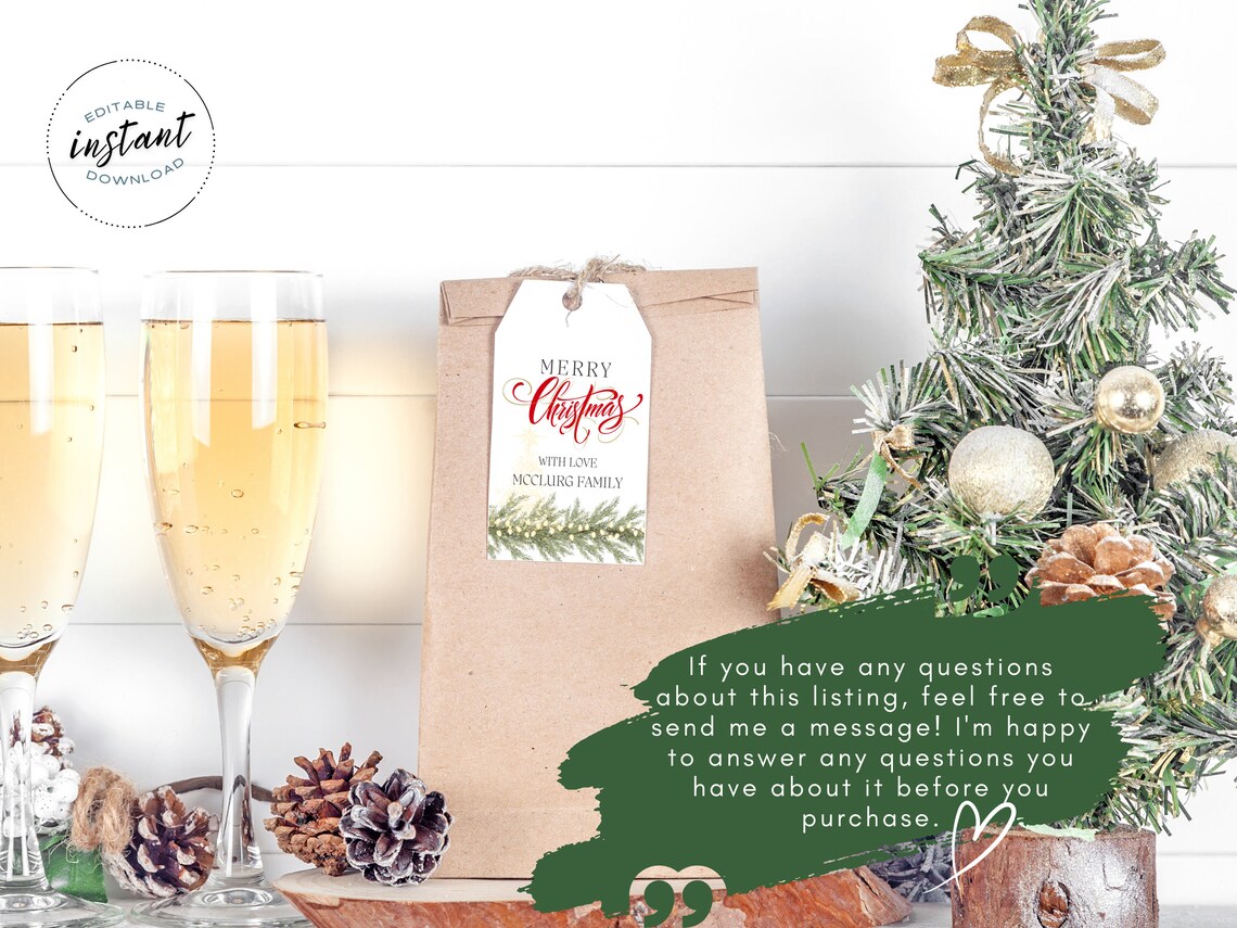 Christmas Gift Tag Printable, Printable Merry Christmas Gift Tag ...