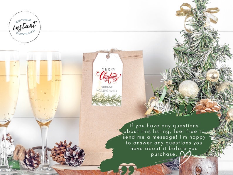 Christmas Gift Tag Printable, Printable Merry Christmas Gift Tag ...