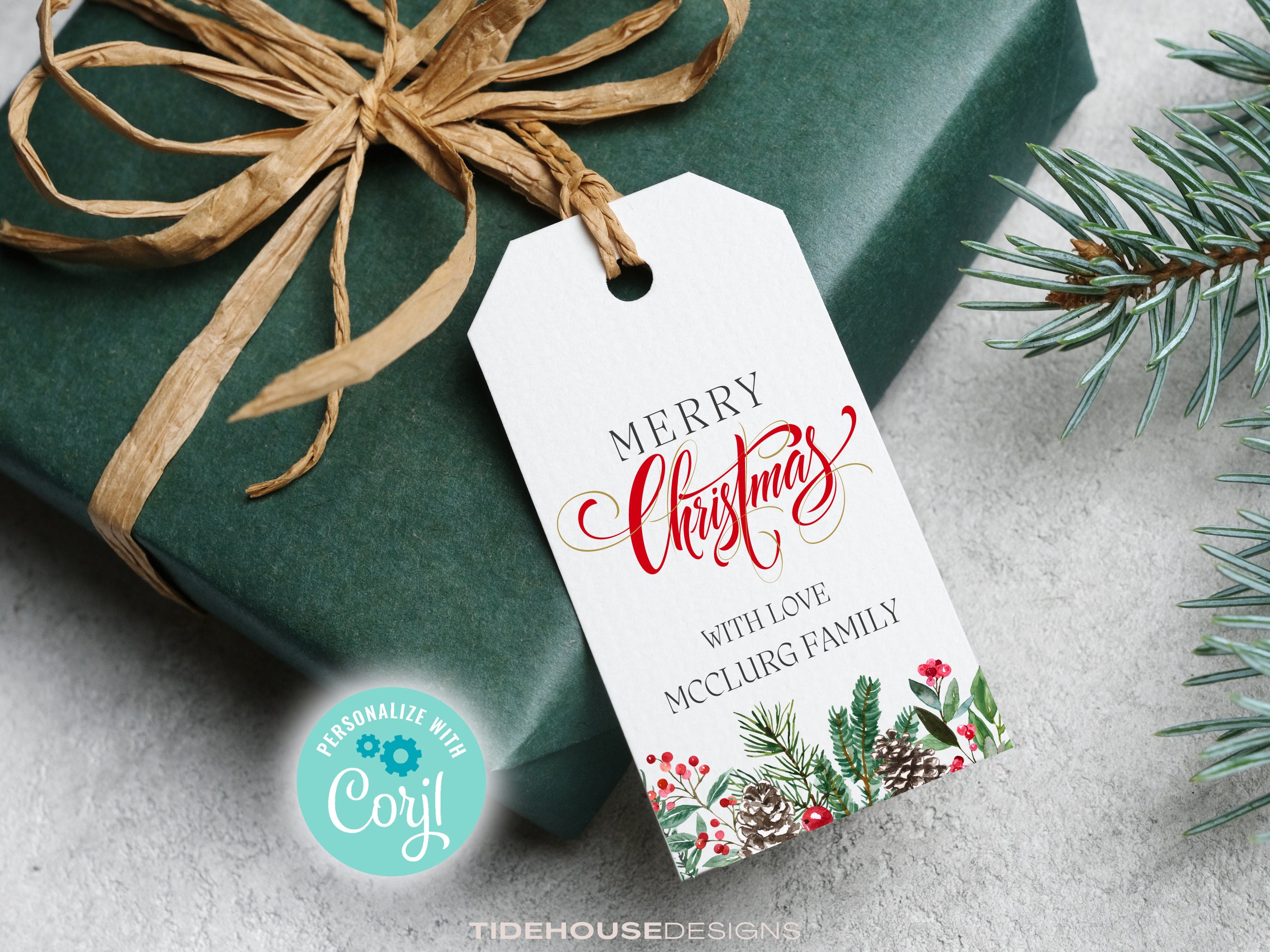Christmas Gift Tag Printable, Printable Merry Christmas Gift Tag ...