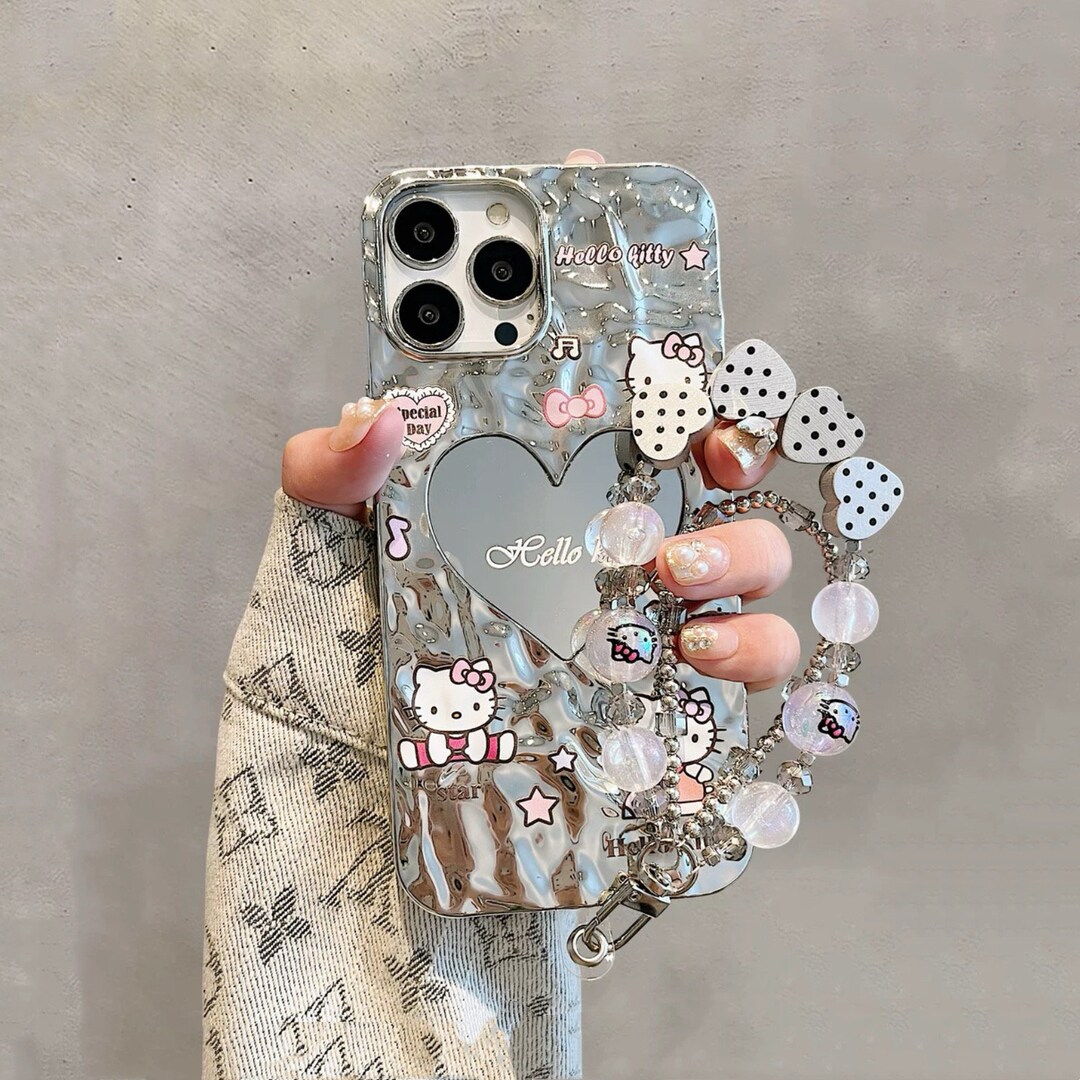 Cute Silver 3D Water Ripple Hello Kitty Print Design Beaded - Etsy