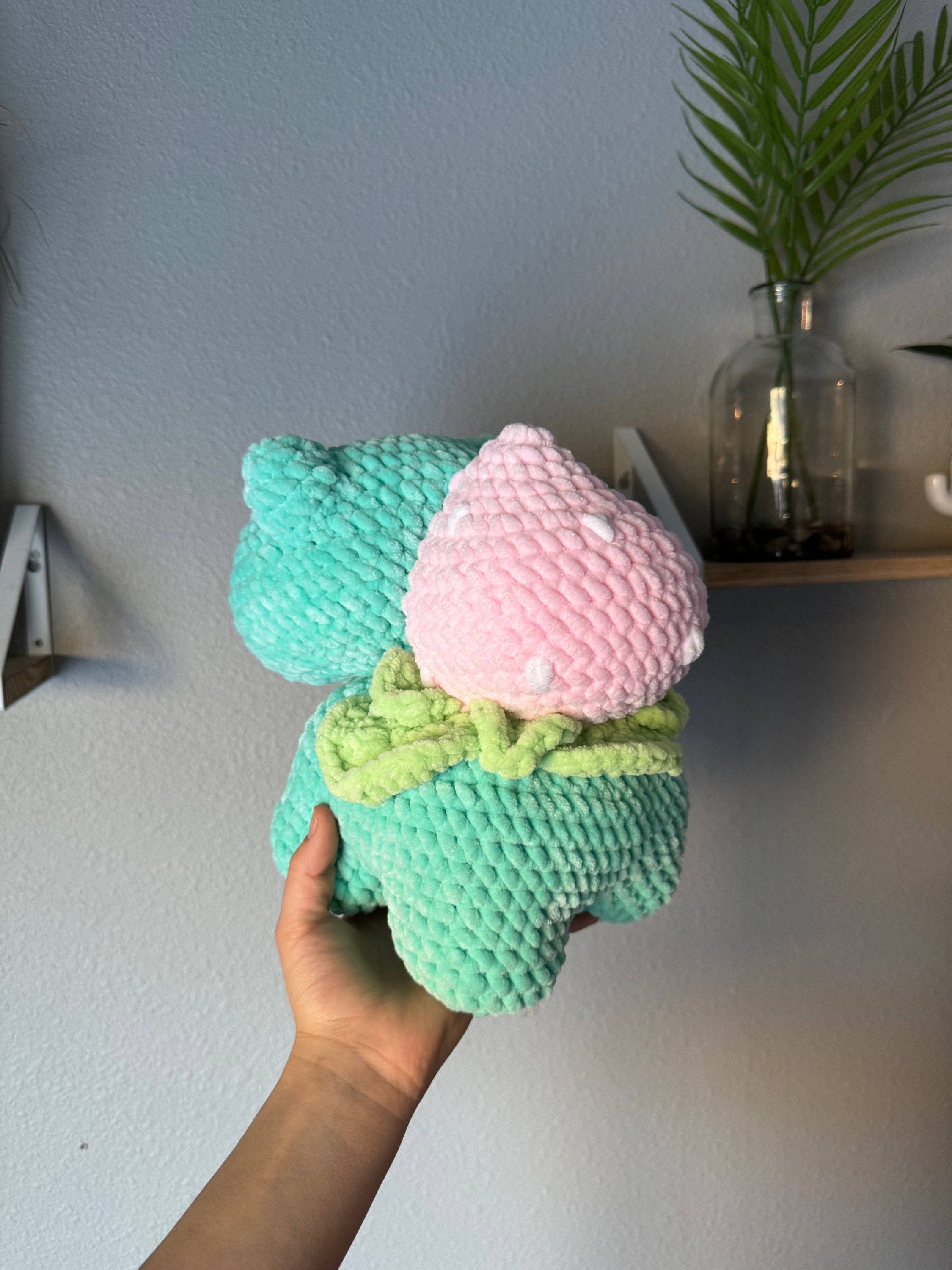 Crochet Strawberry Bulbasaur Plushie Cute Amigurumi made to Order - Etsy