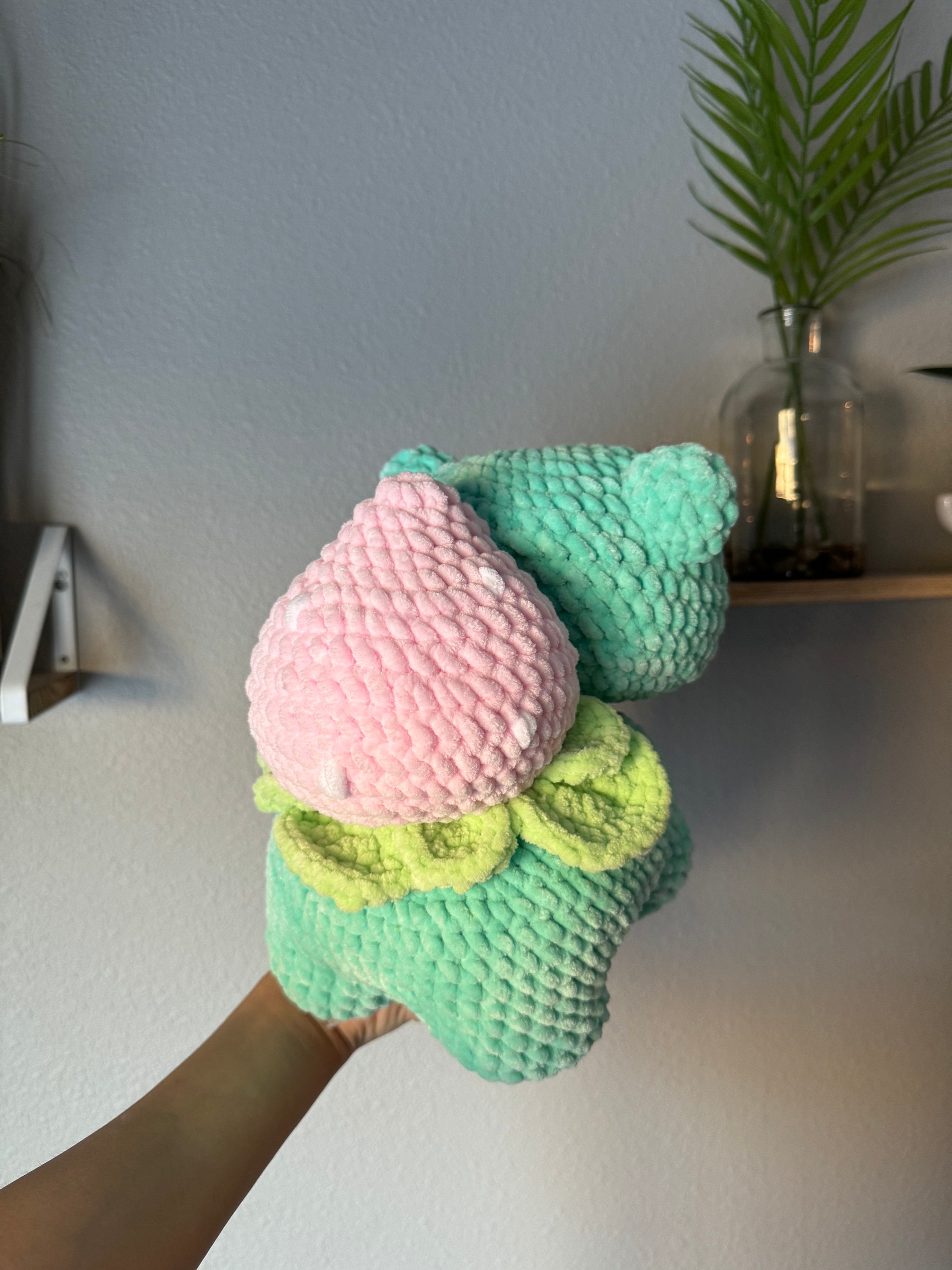 Crochet Strawberry Bulbasaur Plushie Cute Amigurumi made to Order - Etsy