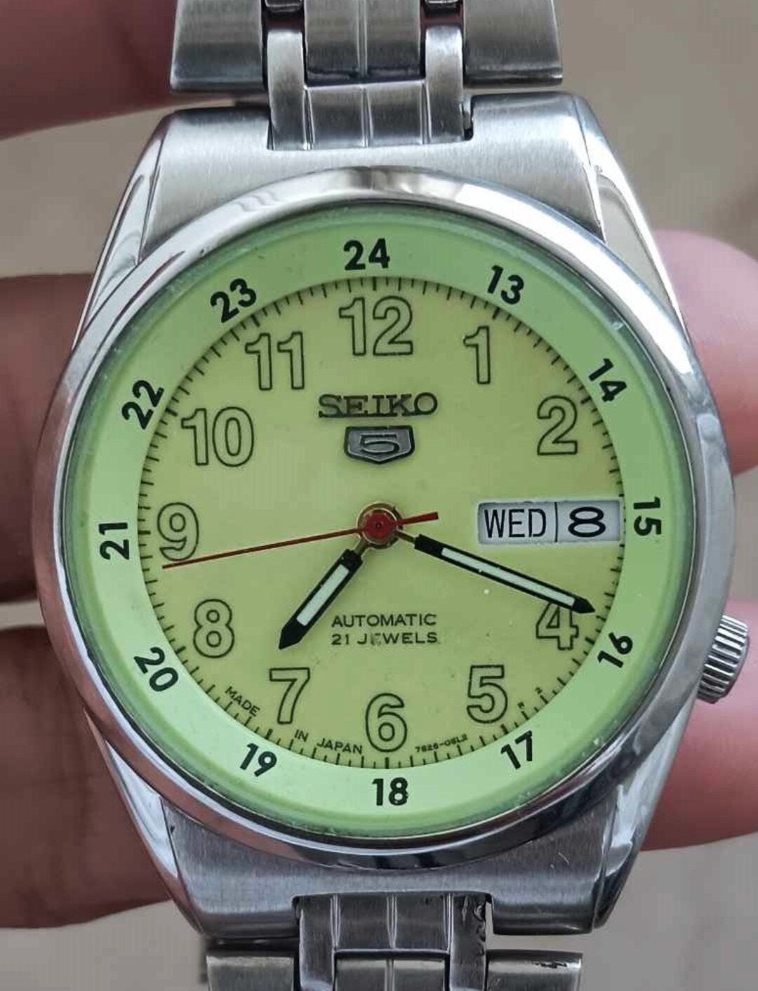 Pre-owned Vintage Seiko 5 Automatic 7S26 Railway Time Luminous Dial Men Day Date 21 Jewels Case ...