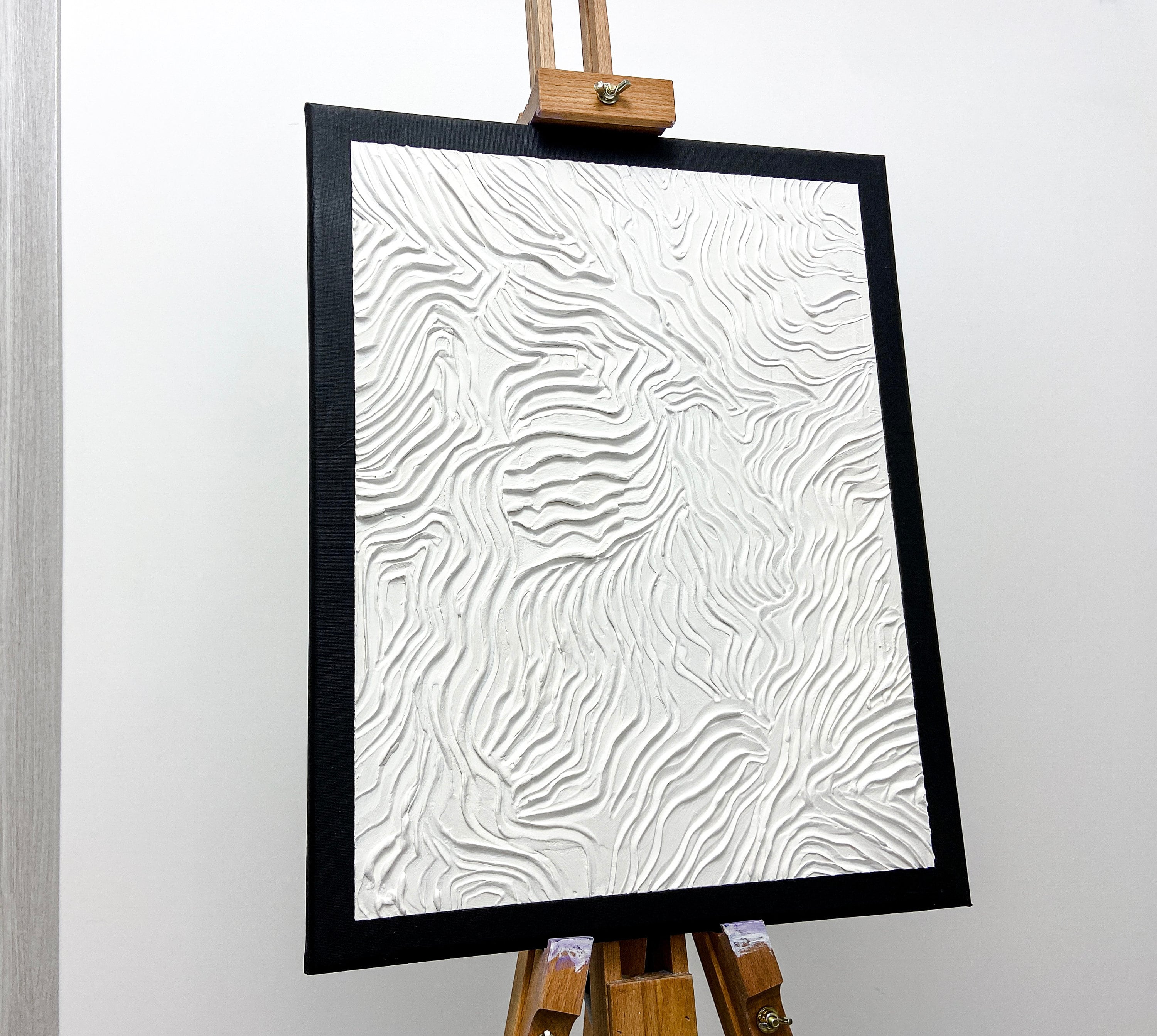 White Abstract Plaster Art, Textured Artwork, Joint Compound on Canvas ...