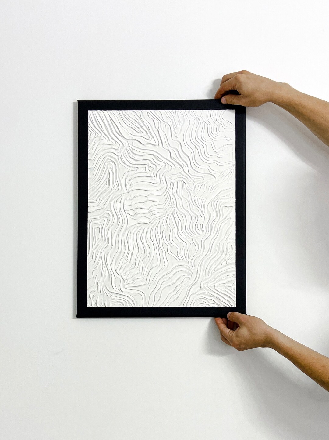 White Abstract Plaster Art, Textured Artwork, Joint Compound on Canvas ...