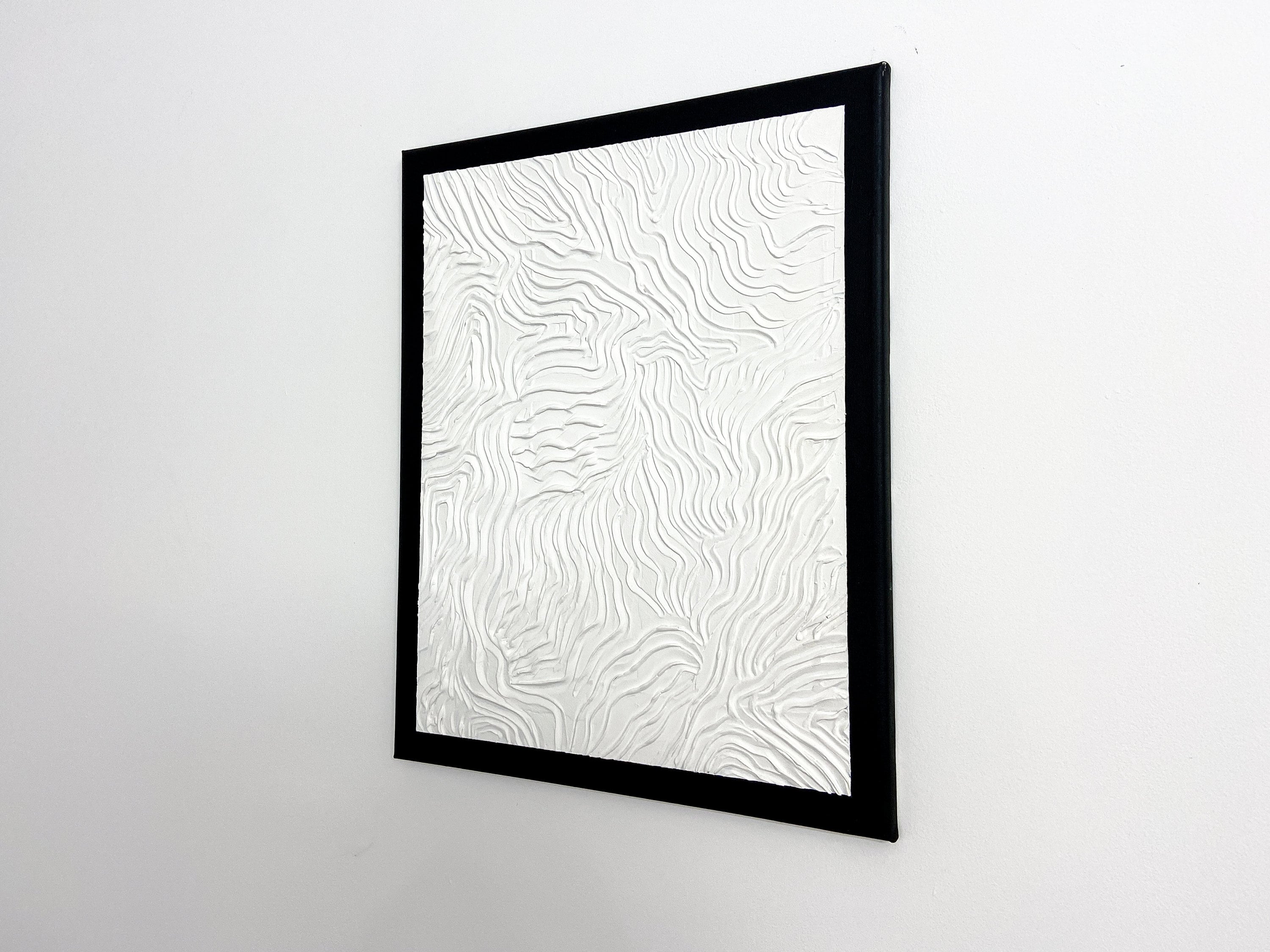 White Abstract Plaster Art, Textured Artwork, Joint Compound on Canvas ...