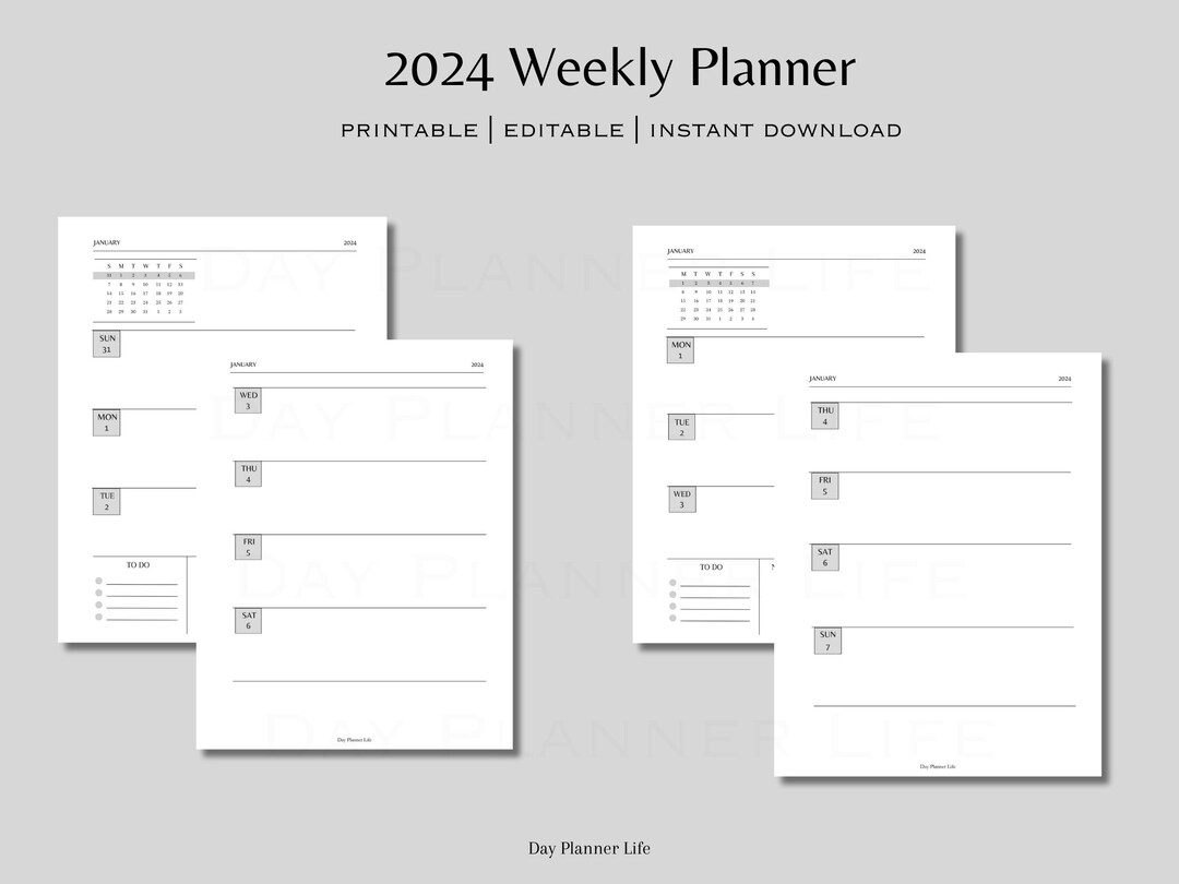 2024 Weekly Dated Printable | Weekly Planner | Instant Download ...