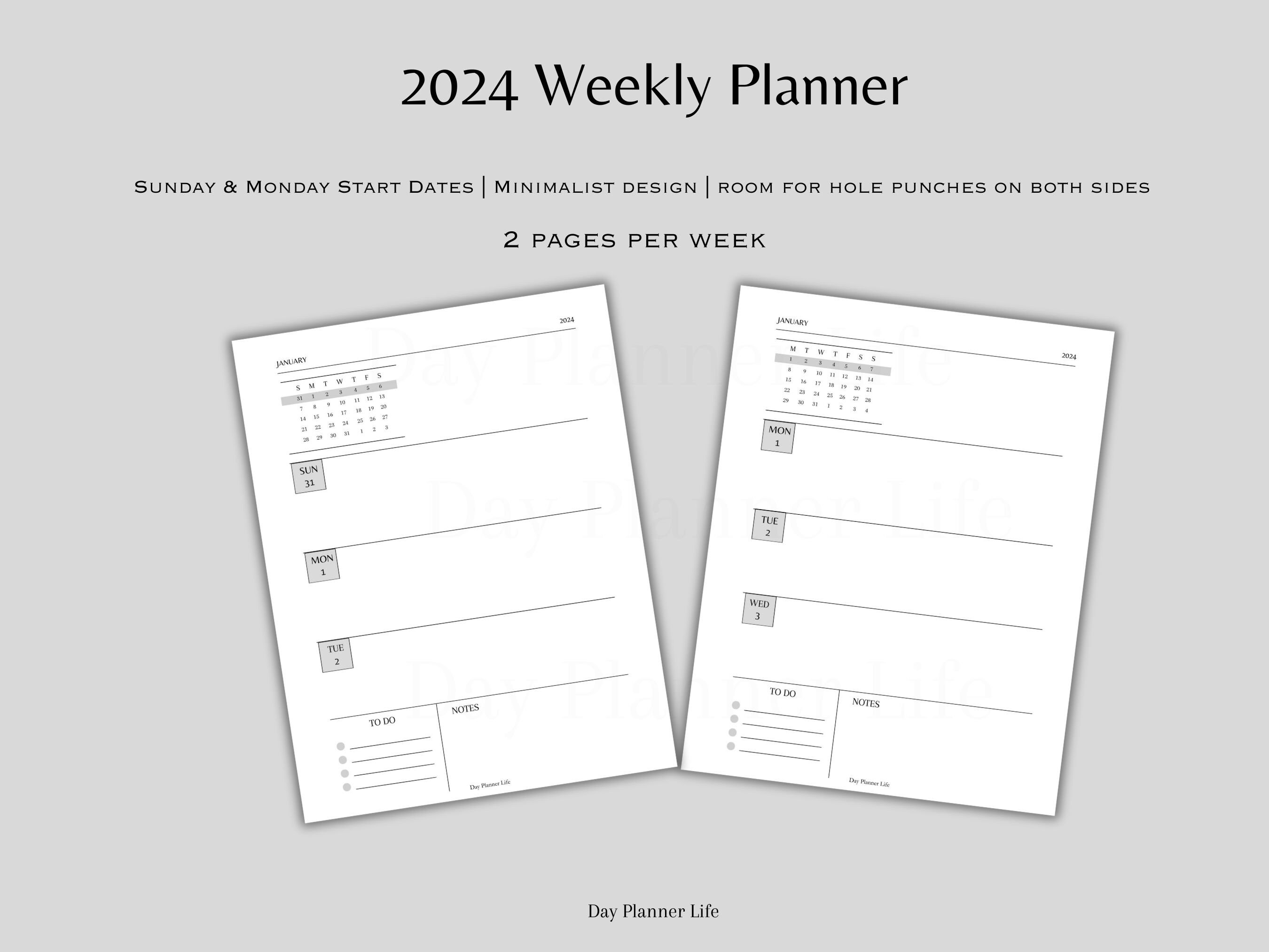 2024 Weekly Dated Printable | Weekly Planner | Instant Download ...