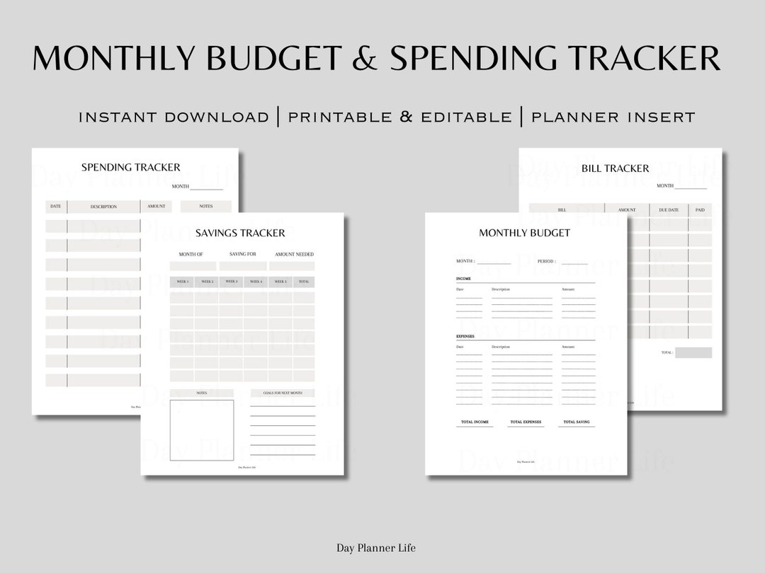 Monthly Budget and Savings Tracker | Printable Budget Tracker | Budget ...