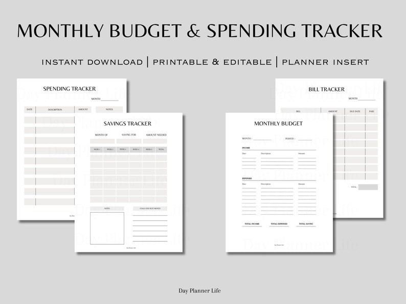 Monthly Budget and Savings Tracker | Printable Budget Tracker | Budget ...