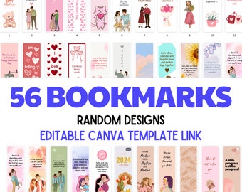 56 Editable Canva Bookmark Templates - Random Designs With Freebies. No ...
