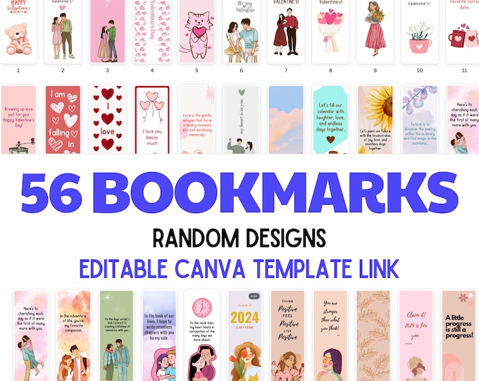 56 Editable Canva Bookmark Templates - Random Designs With Freebies. No ...