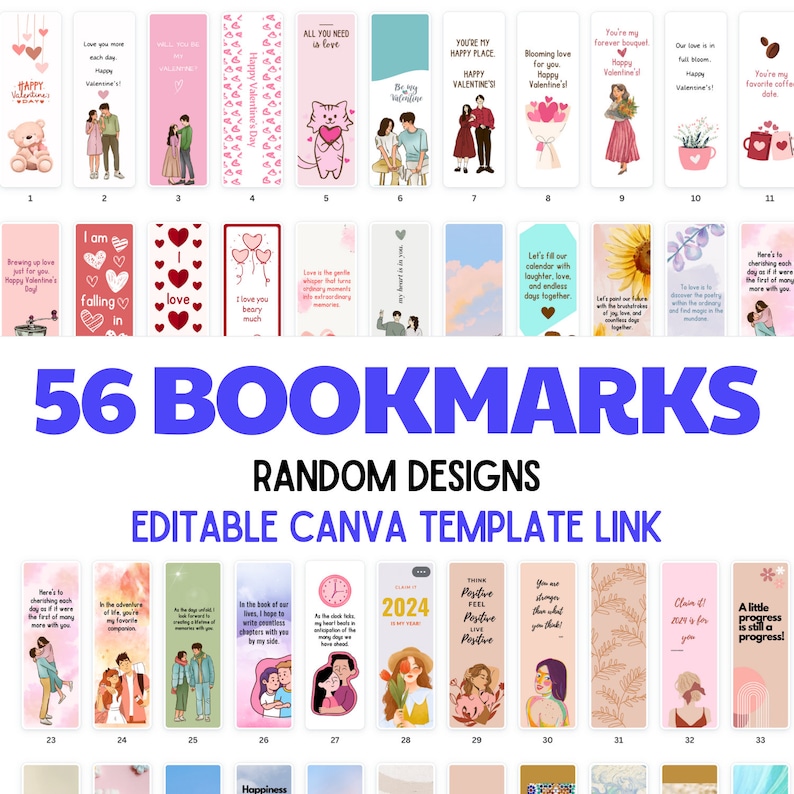 56 Editable Canva Bookmark Templates - Random Designs With Freebies. No ...