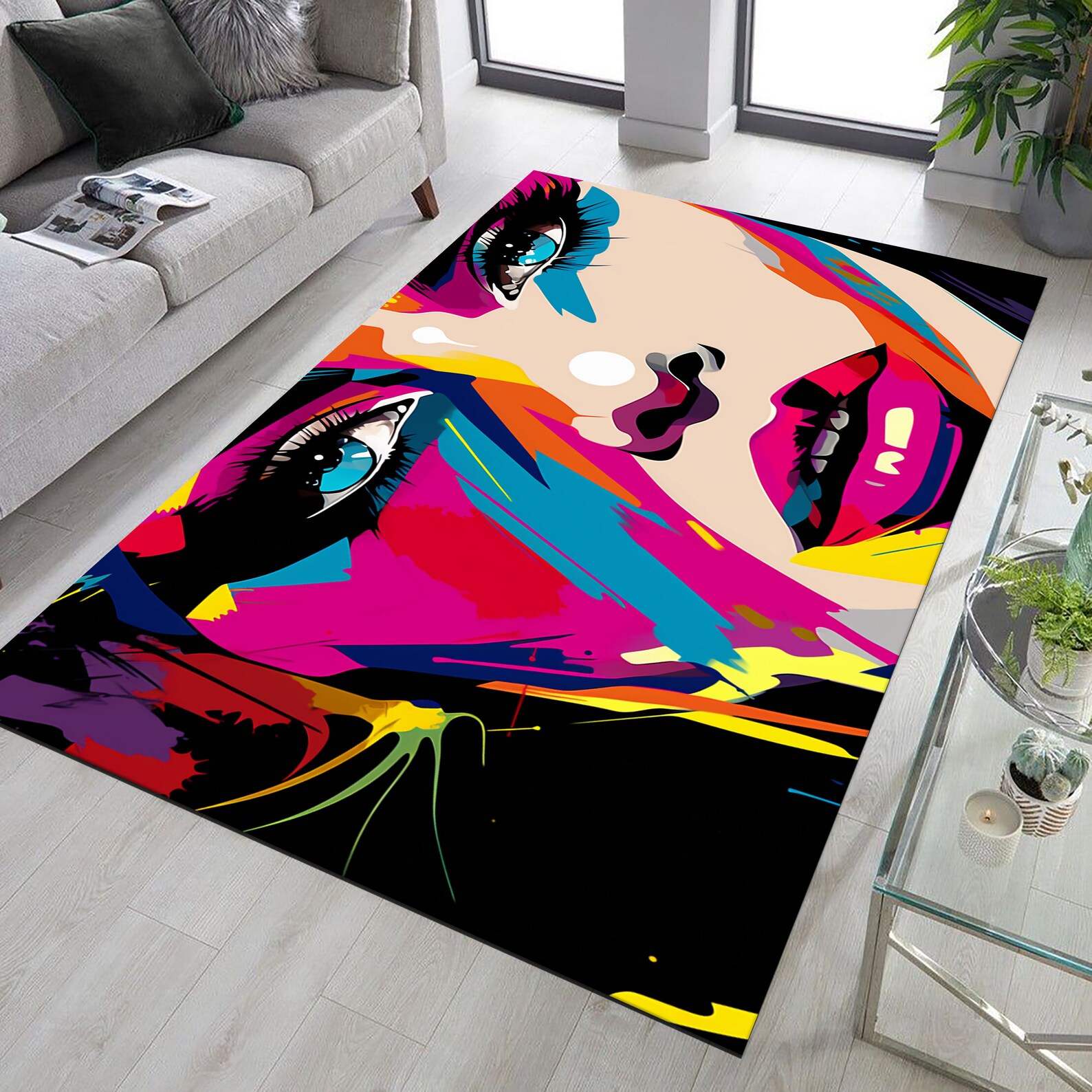 Colorful Women Rug Pop Art Area Mat Lip Rug Girls Room Rug - Etsy