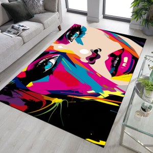 Colorful Women Rug, Pop Art Area Mat, Lip Rug, Girls Room Rug ...