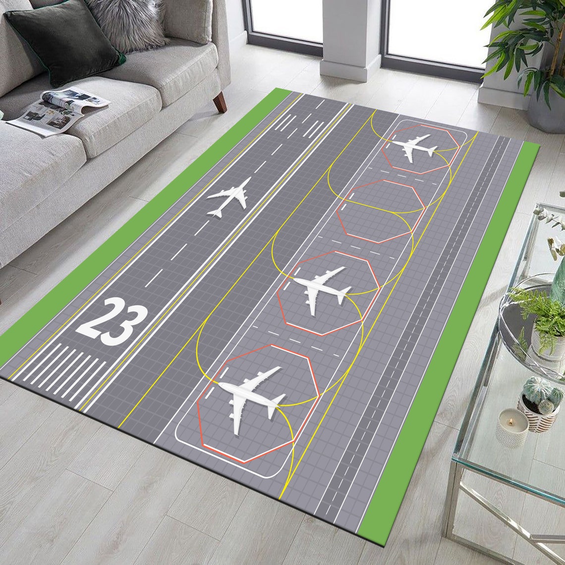 Runway Rug, Airport Decor Mat, Plane Rug, Apron Rug, Kids Room Mat ...