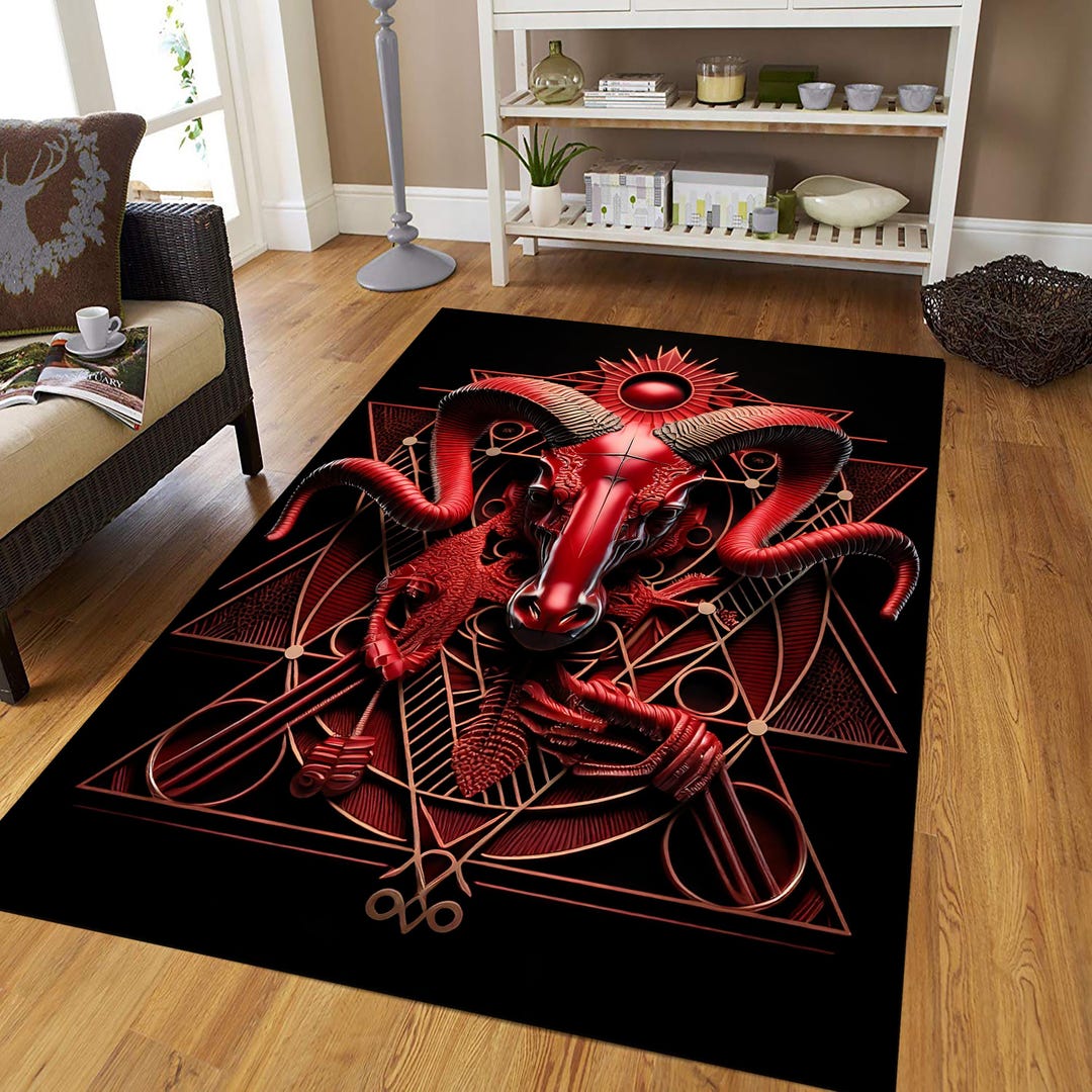 Satanic Goat Skull Rug, Gothic Altar Decor, Custom Floor Rug - Etsy