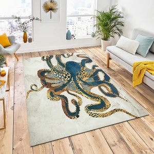 Octopus Rug, Animal Rug, Patterned Printing Rug, Patterned Rug, Modern ...