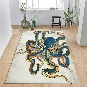 Octopus Rug, Animal Rug, Patterned Printing Rug, Patterned Rug, Modern ...