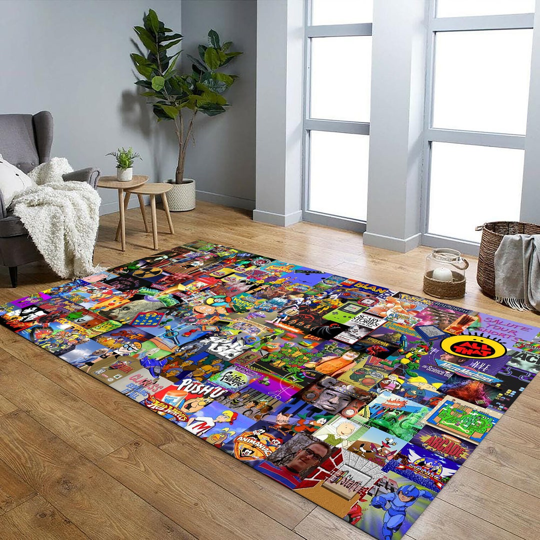 Retro Movies, VHS Films, Modern Rug, Colorful Rug, Art Rug, Movie Rug ...