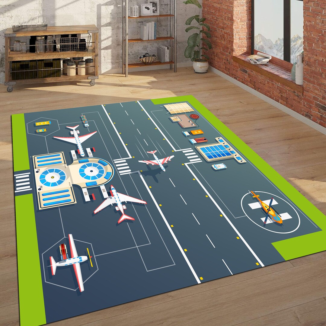 Runway Rug, Airport Decor Mat, Plane Rug, Apron Rug, Kids Room Mat ...