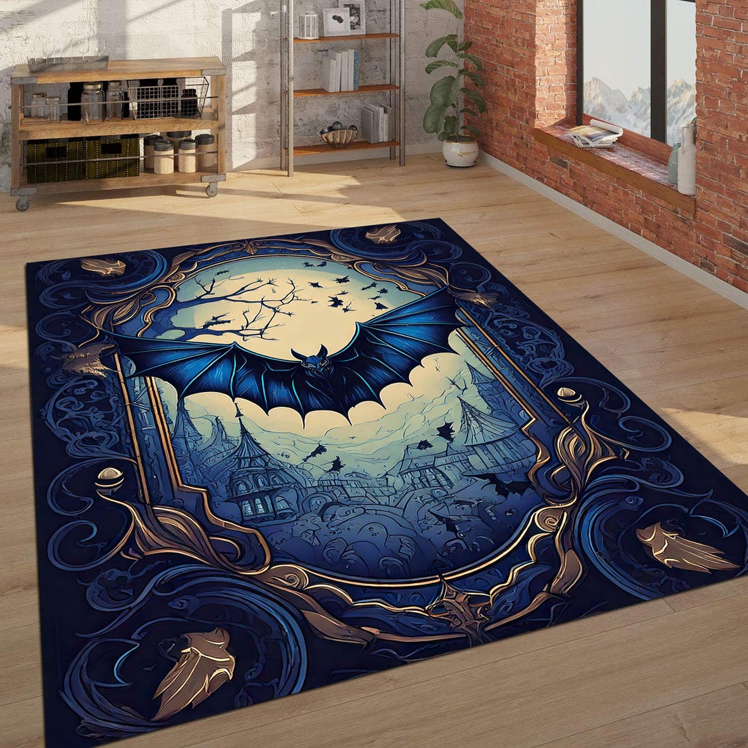 Gothic Rug for Bat Goth Room Decor, Rug for Witchy Room Decor, Dark ...