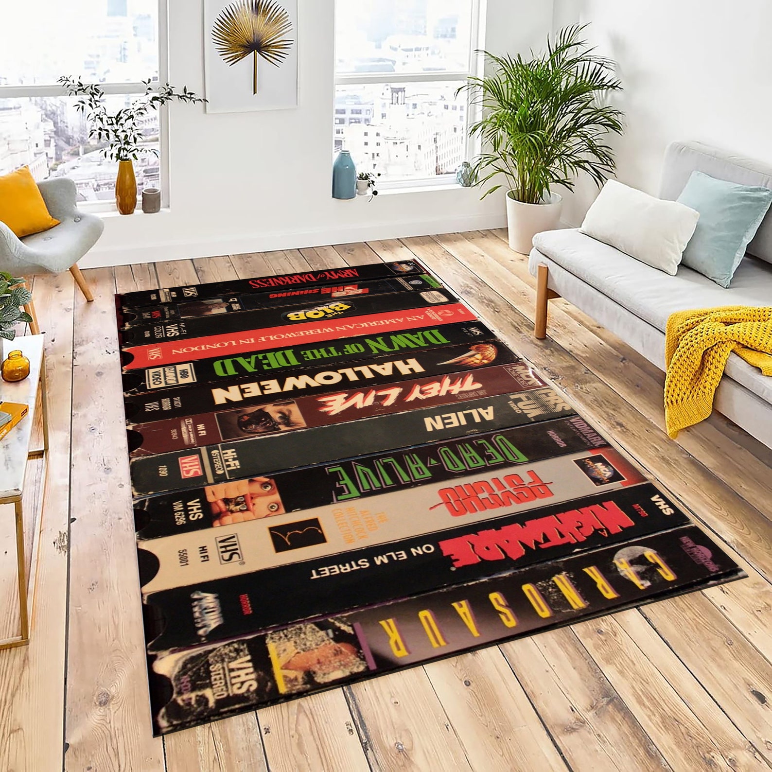 Nostalgic Retro Style Vhs Case Themed Horror Movie Room Rug, Classic ...
