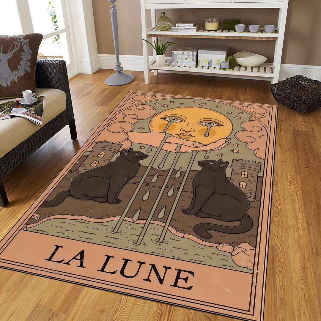 Moon Light Rug, La Lune Rug, Cat and Moon Rug, Night Rug, Gift for Cat ...