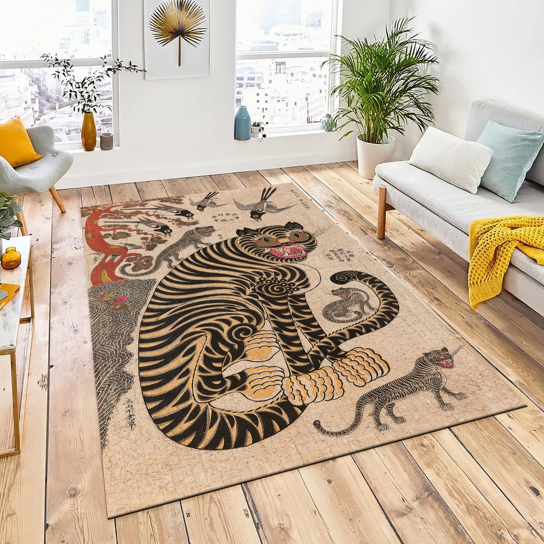 Antique Talismanic Tiger Eclectic Home Decor, Unique Floor Covering ...
