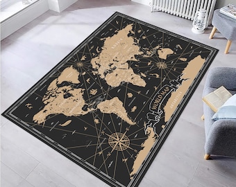 Modern Rug, Old World Map Rug, Vintage Map Rug, Vintage World Map Rug ...