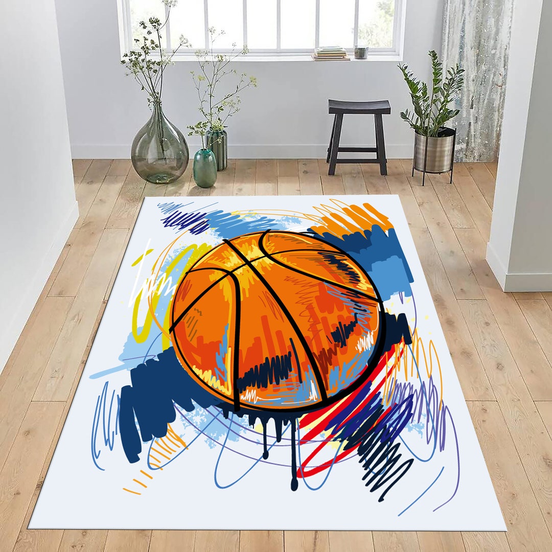 Basketball Rug, Basketball Court Carpet, Sneakers Rug, NBA Ball Mat ...