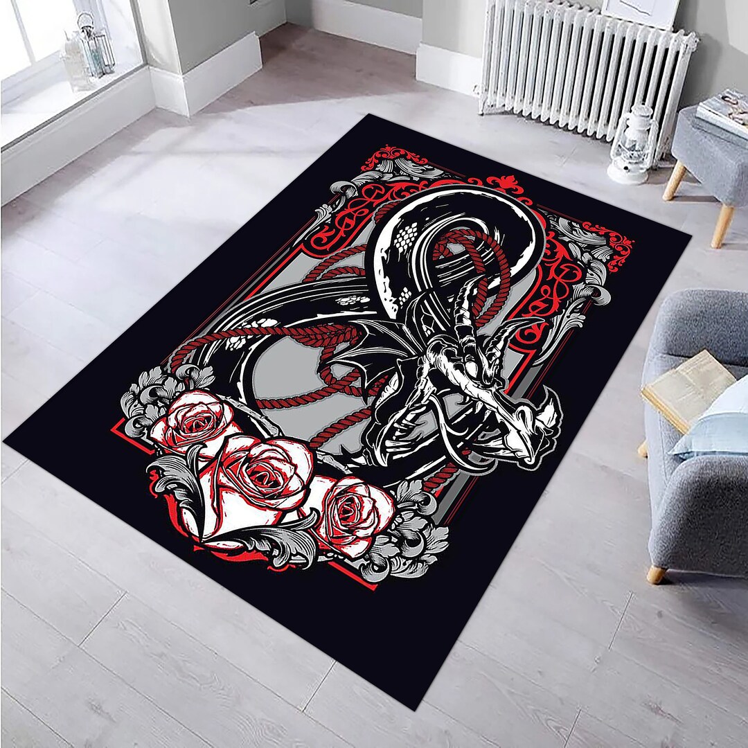 Snake and Rose Rug, Roll for Initiative, Dungeons Dragons Carpet ...