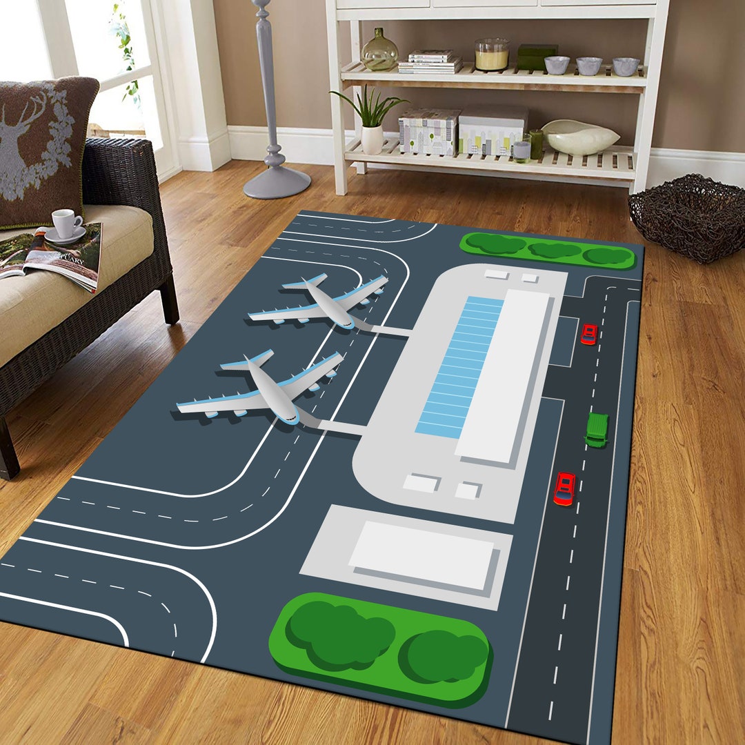 Runway Rug, Airport Decor Rug, Plane Rug, Apron Rug, Kids Room Mat ...