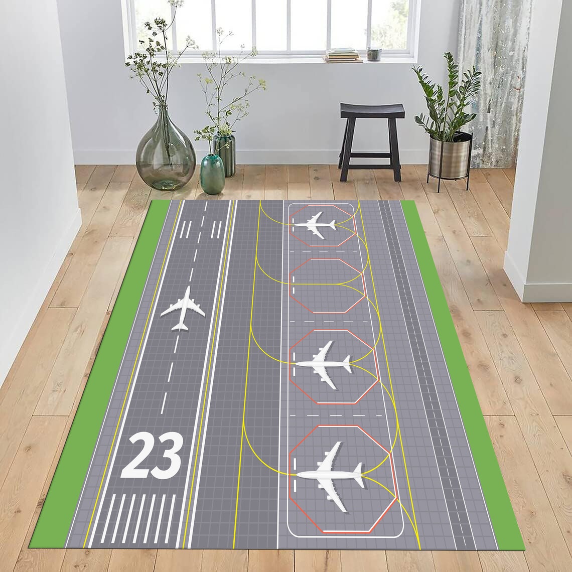 Airport Runway Cotton Rug, Kids Play Mat, Airplane Decor - Etsy