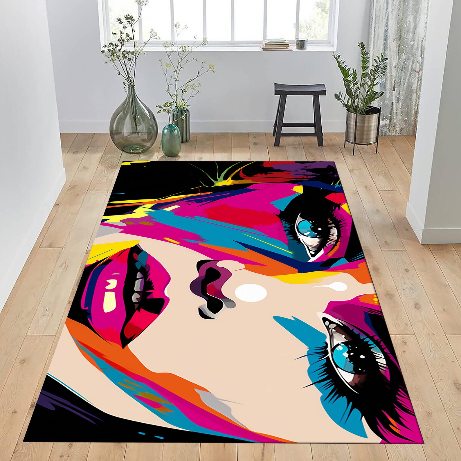 Colorful Women Rug, Pop Art Area Mat, Lip Rug, Girls Room Rug ...
